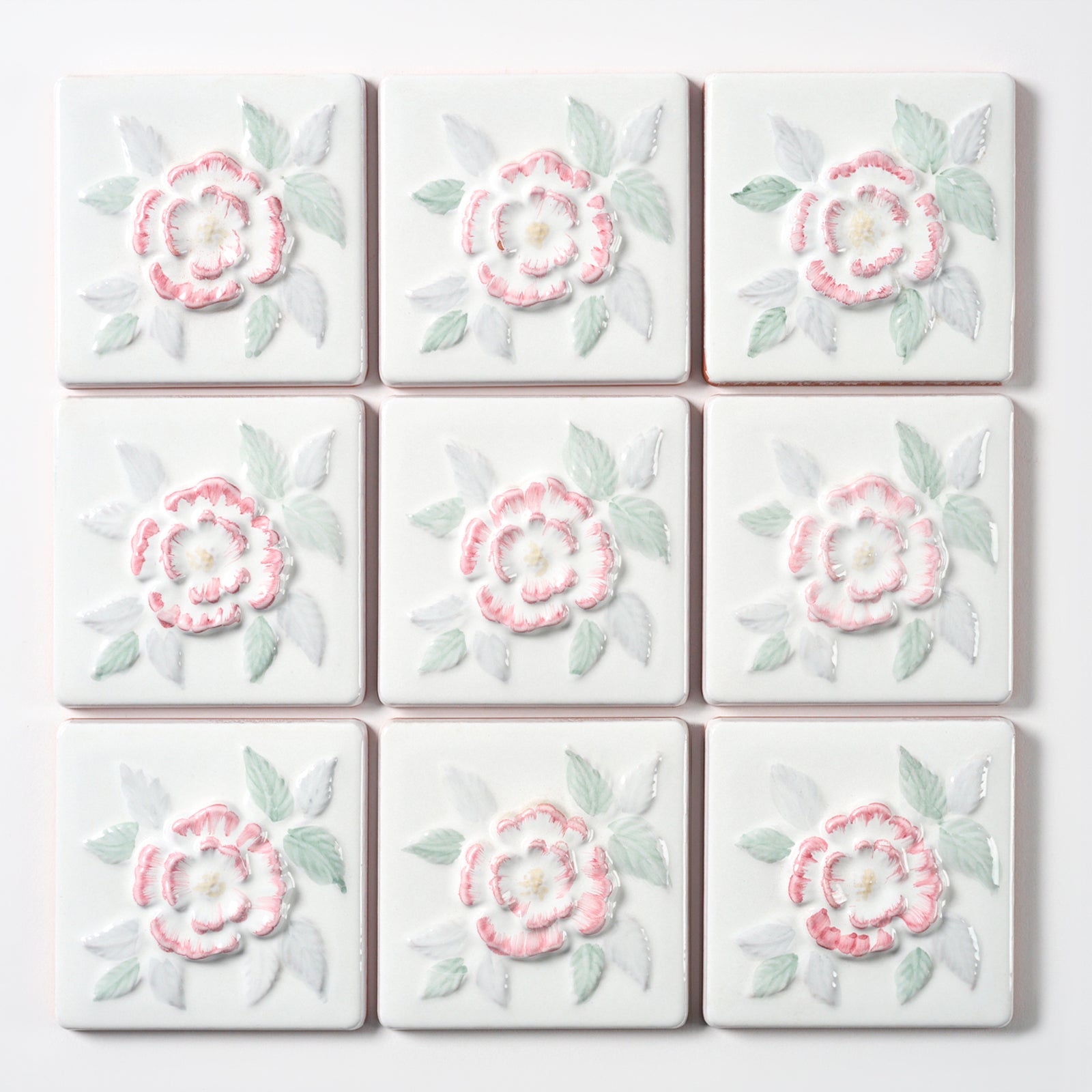 1980s Vintage Italian Raised Pink Rose Tile, 12 Sq Ft Available ...