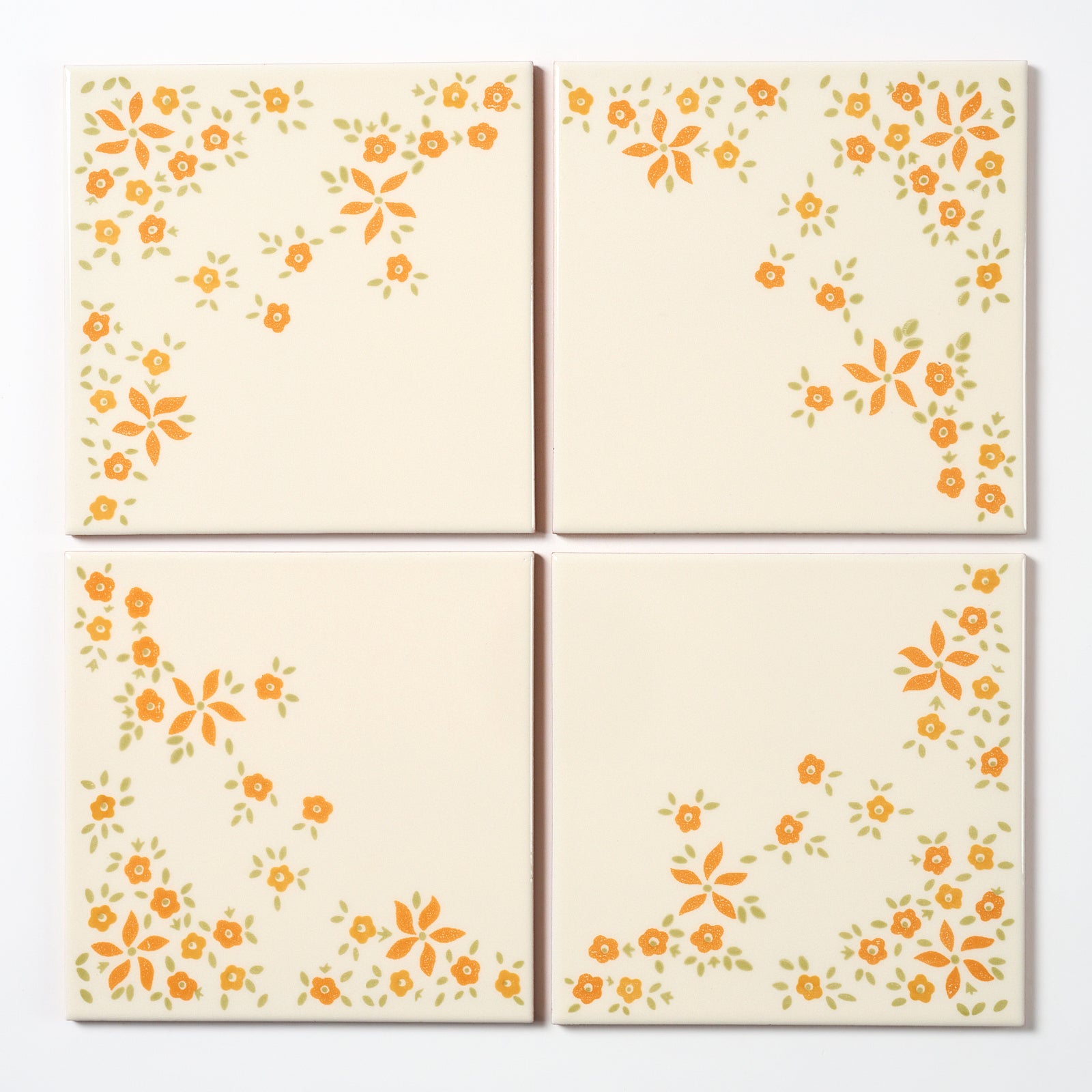1970s Vintage Italian Orange Floral Wall Tile – Vintage Tile Shop