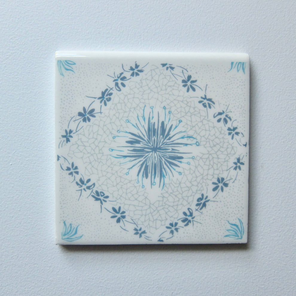 Vintage Mid 20th Century Blue Italian Porcelain Wall Tile, 20 Sq Ft Av ...