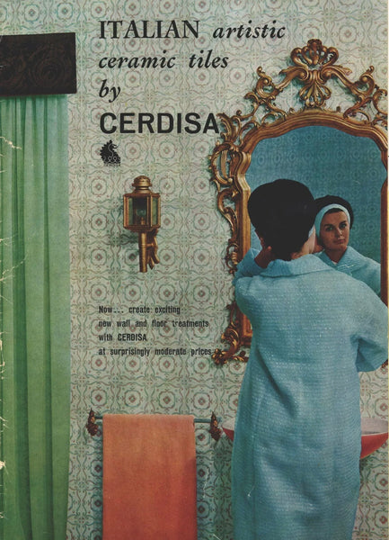 Vintage Italian Blue & Green Greek Key Floor Tile, 12.25 Sq Ft Lot - 4 ...